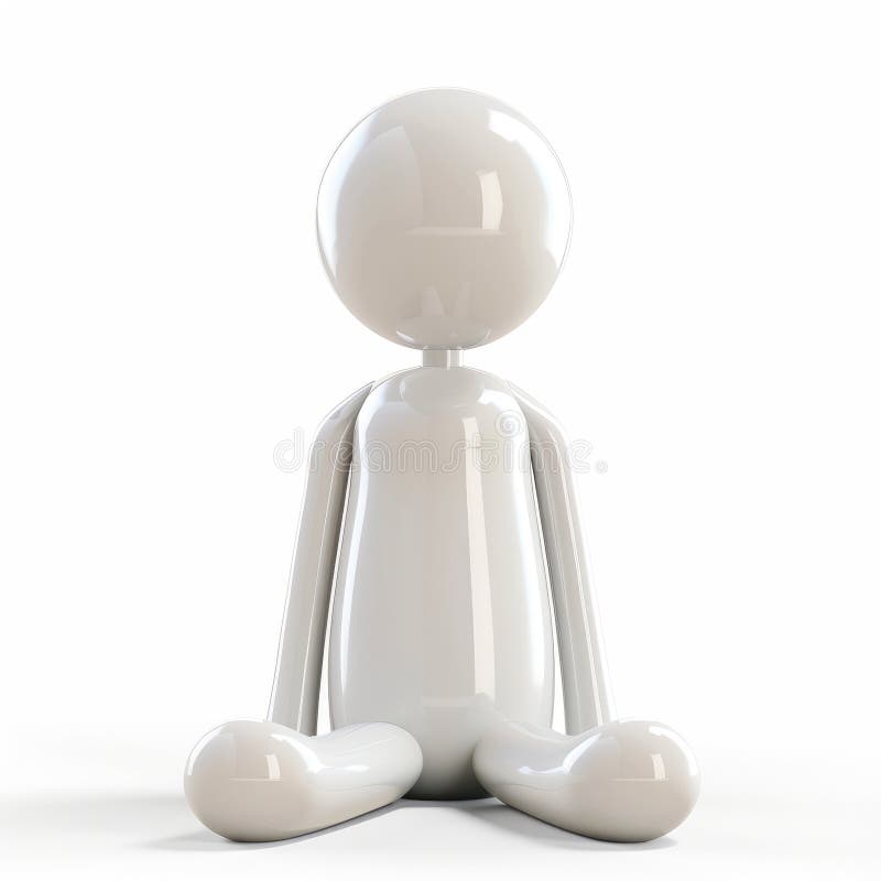 **Title:** Serene White 3D Figure in a Relaxed Sitting Pose, Isolated ...