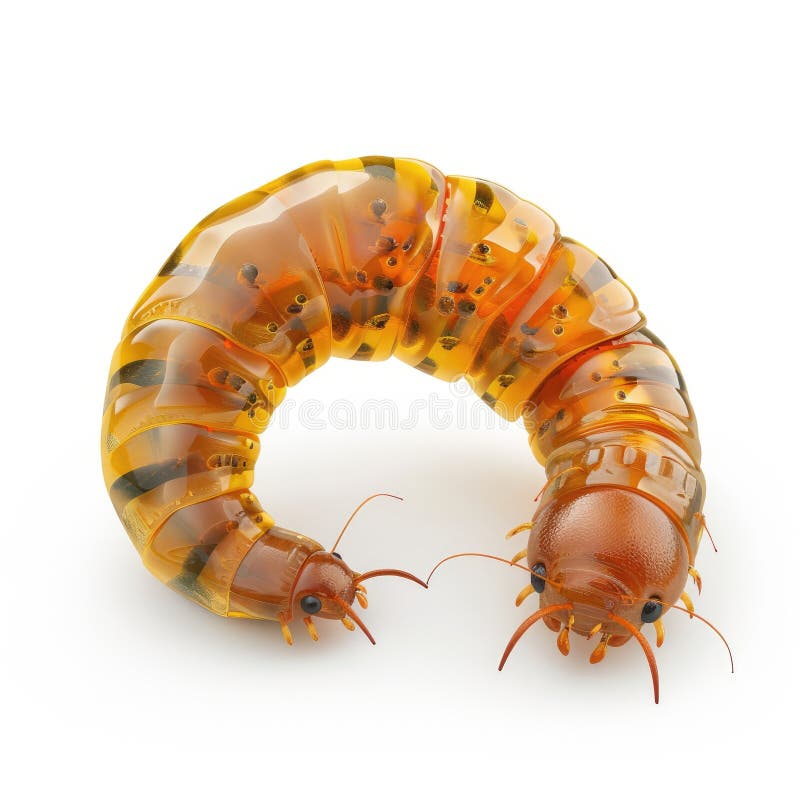 **Title:** Translucent Amber-Colored Centipede-like Creature, Detailed ...