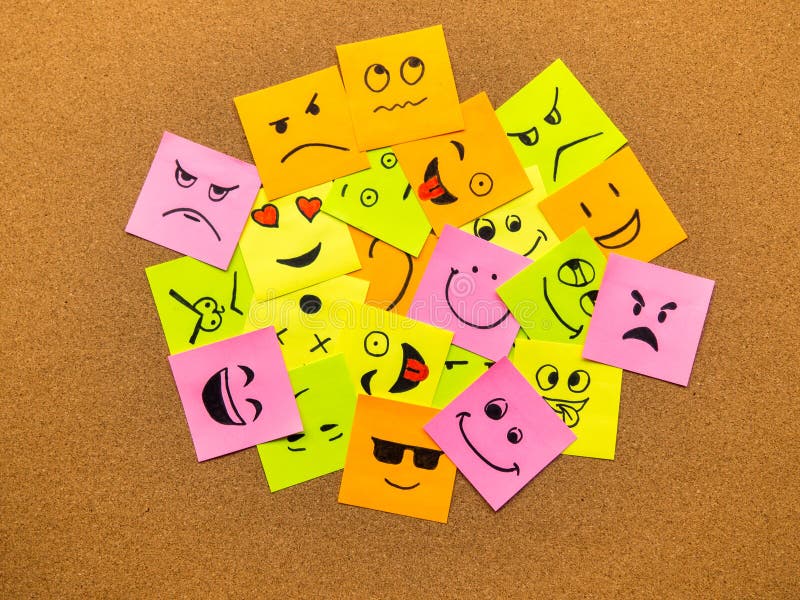 Various Post it Notes with Memes on Cork Board Stock Image - Image of ...