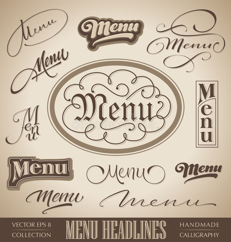 Titoli Indicati Da Lettere Della Mano Del MENU () Illustrazione ...