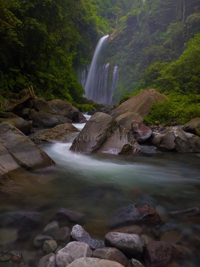 Tiu Kelep Waterfall Lombok stock photo. Image of river - 269943436
