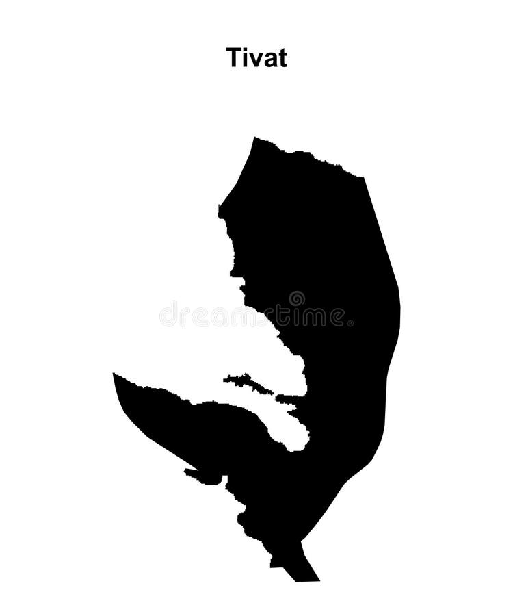 Tivat outline map stock vector. Illustration of atlas - 360612230