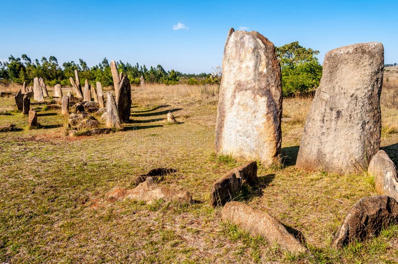 Megalithic Tiya Stone Pillars, Addis Ababa, Ethiopia Stock Photo ...