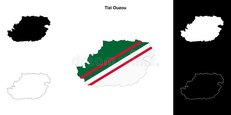 Tizi Ouzou outline map stock vector. Illustration of outline - 342074890