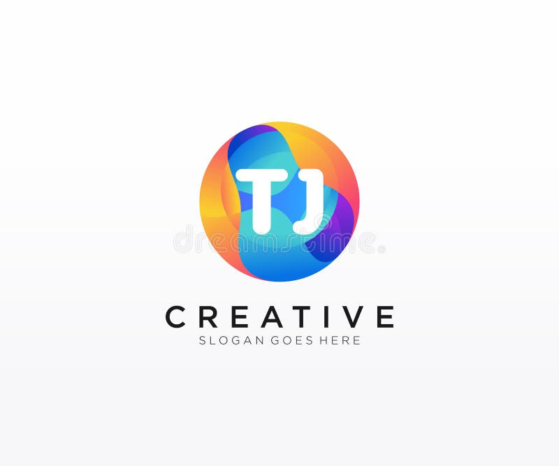 TJ Initial Logo with Colorful Circle Template Vector Stock Vector ...
