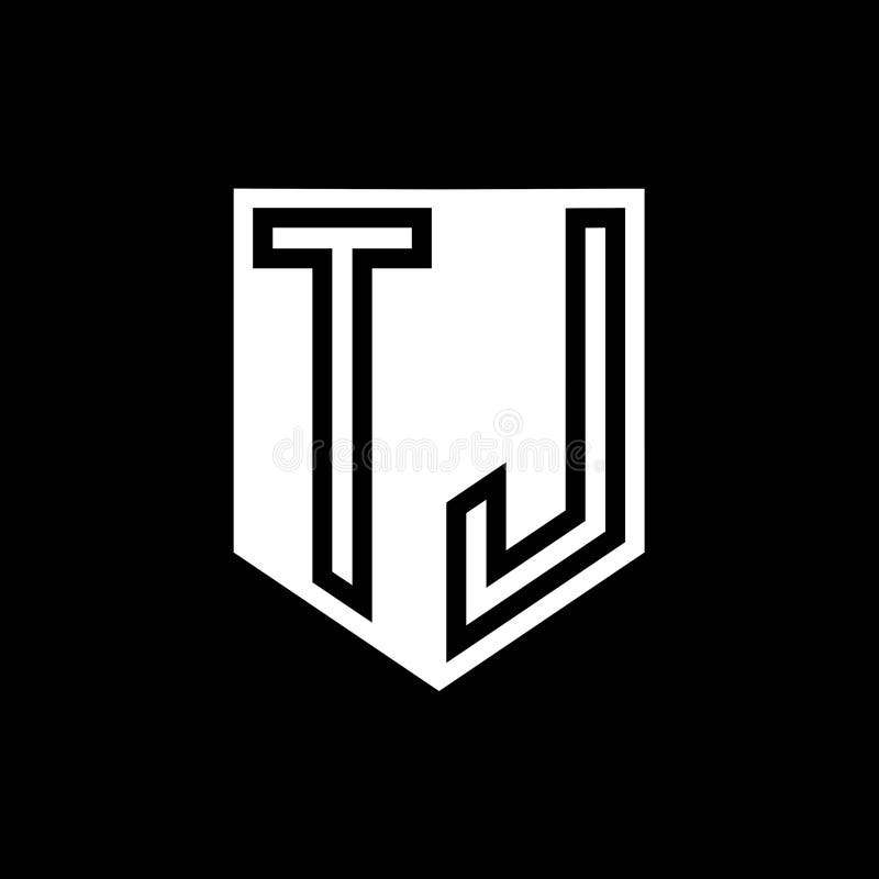 TJ Logo Monogram Shield Geometric Black Line Inside White Shield Color ...
