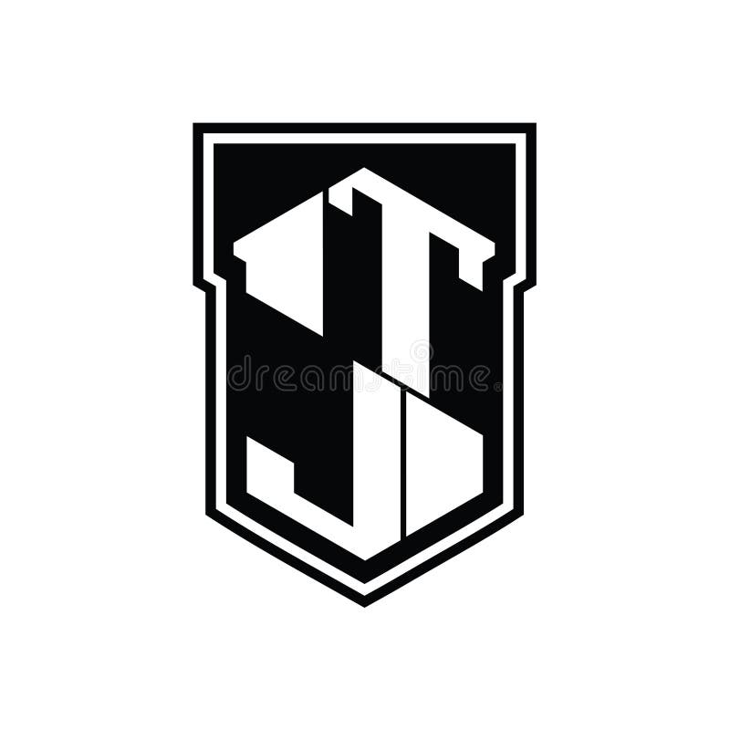 TJ Logo Monogram Hexagon Geometric Up and Down Inside Shield Isolated ...