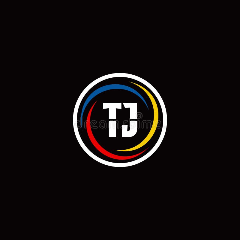 TJ Monogram Logo Isolated on Circle Shape with 3 Slash Colors Rounded ...