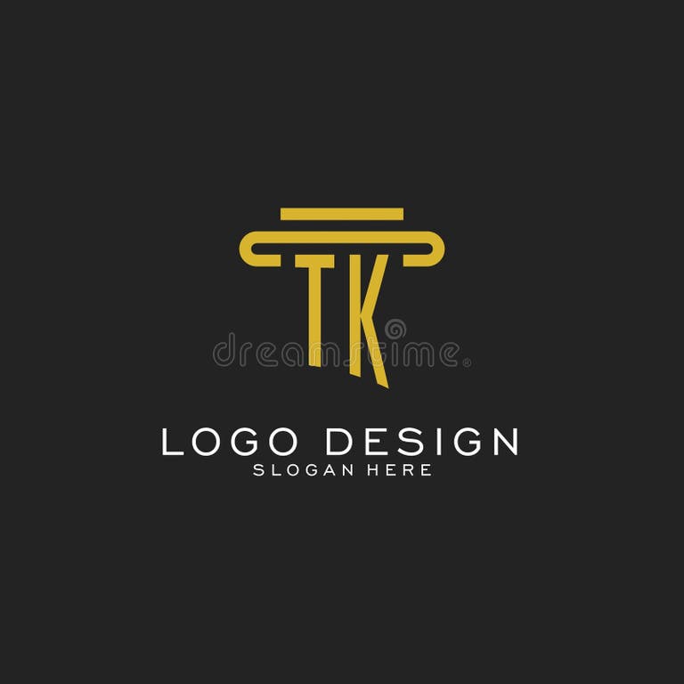 TK Initial Logo with Simple Pillar Style Design Stock Illustration ...