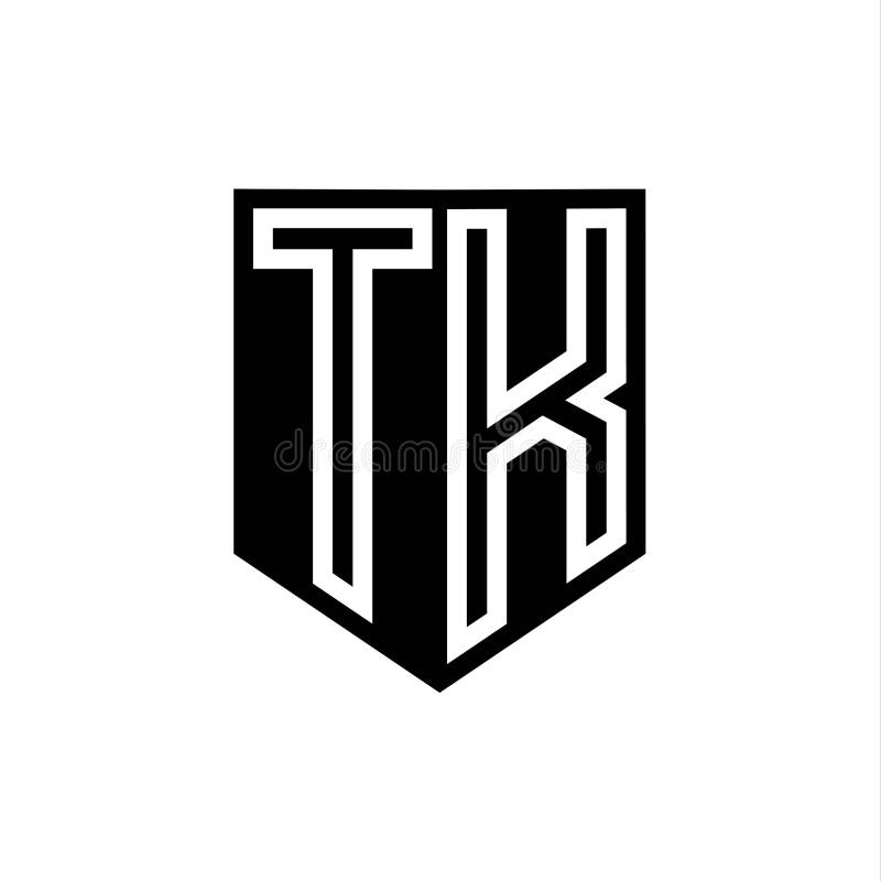 TK Logo Monogram Shield Geometric White Line Inside Black Shield Color ...