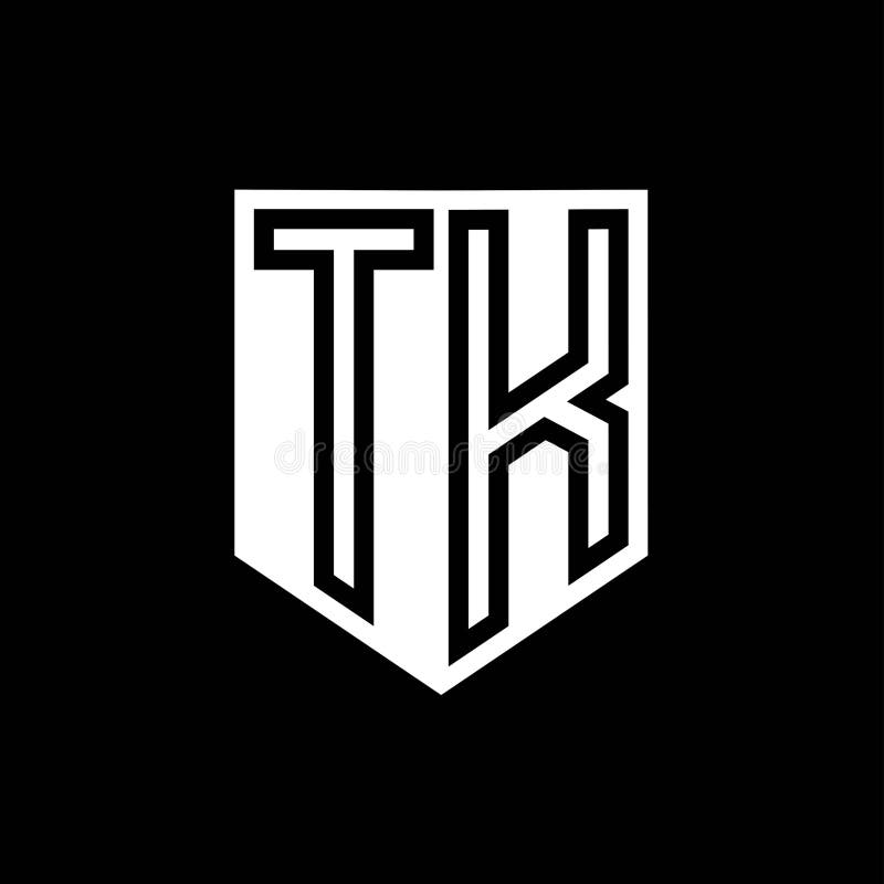 TK Logo Monogram Shield Geometric Black Line Inside White Shield Color ...