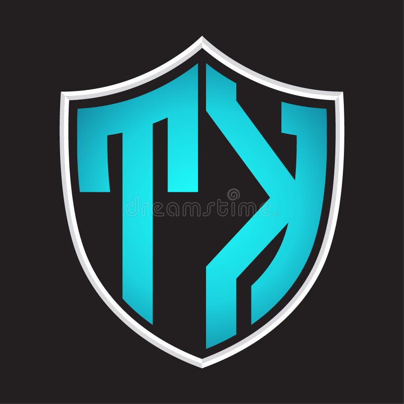 TK Logo Monogram with Shield Shape Isolated Blue Colors on Outline ...