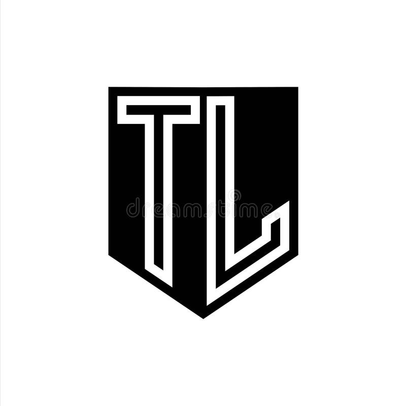 TL Logo Monogram Shield Geometric White Line Inside Black Shield Color ...