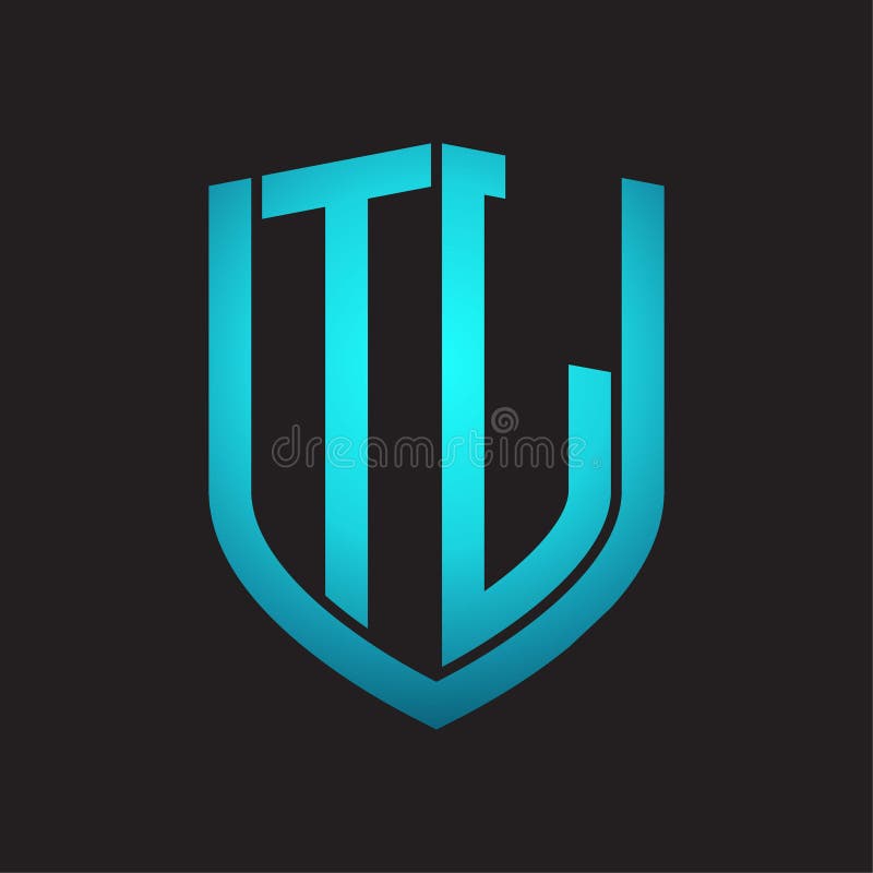 TL Logo Monogram with Emblem Shield Design Isolated with Blue Colors on ...