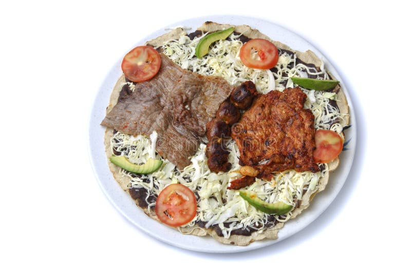 Tlayuda with meat stock photo. Image of cheese, food - 20358106