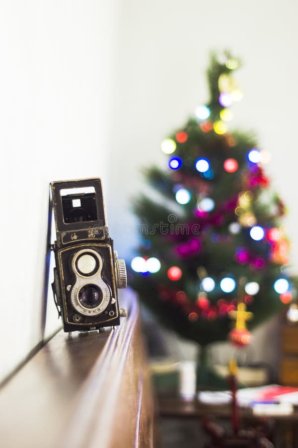 TLR Camera with Christmas Tree Stock Image - Image of cafe, dessert ...