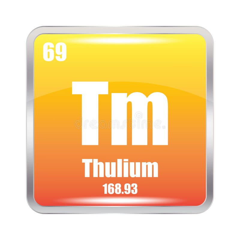 Tm Icon. Thulium Element. Atomic Number 69. Mass 168.93. Orange Square ...