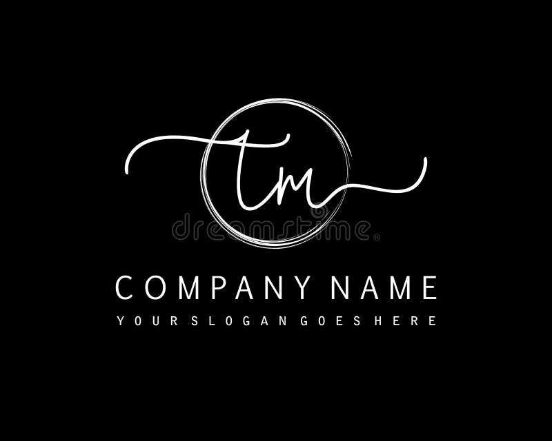 TM Initial Handwriting Logo Circle Hand Drawn Template Vector Stock ...