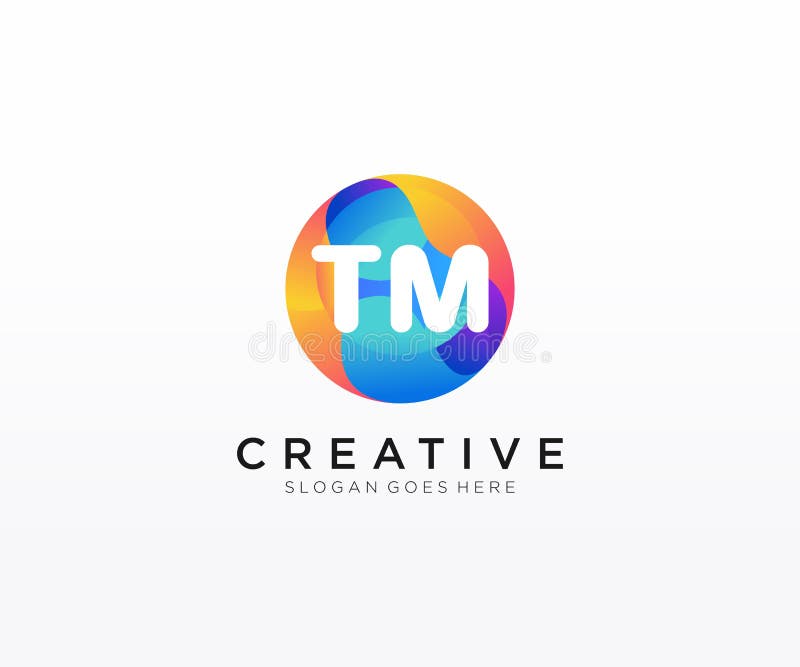 TM Initial Logo with Colorful Circle Template Vector Stock Vector ...