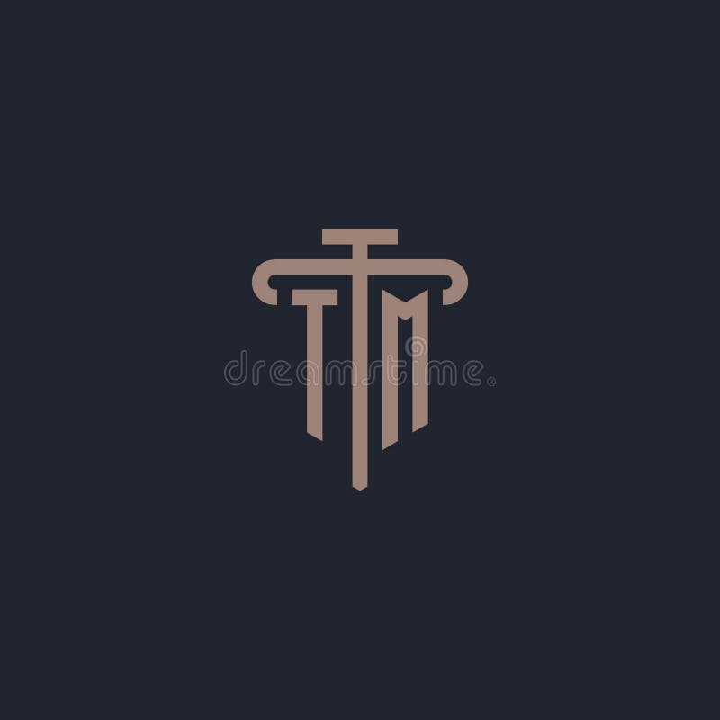 TM Initial Logo Monogram with Pillar Icon Design Stock Vector ...