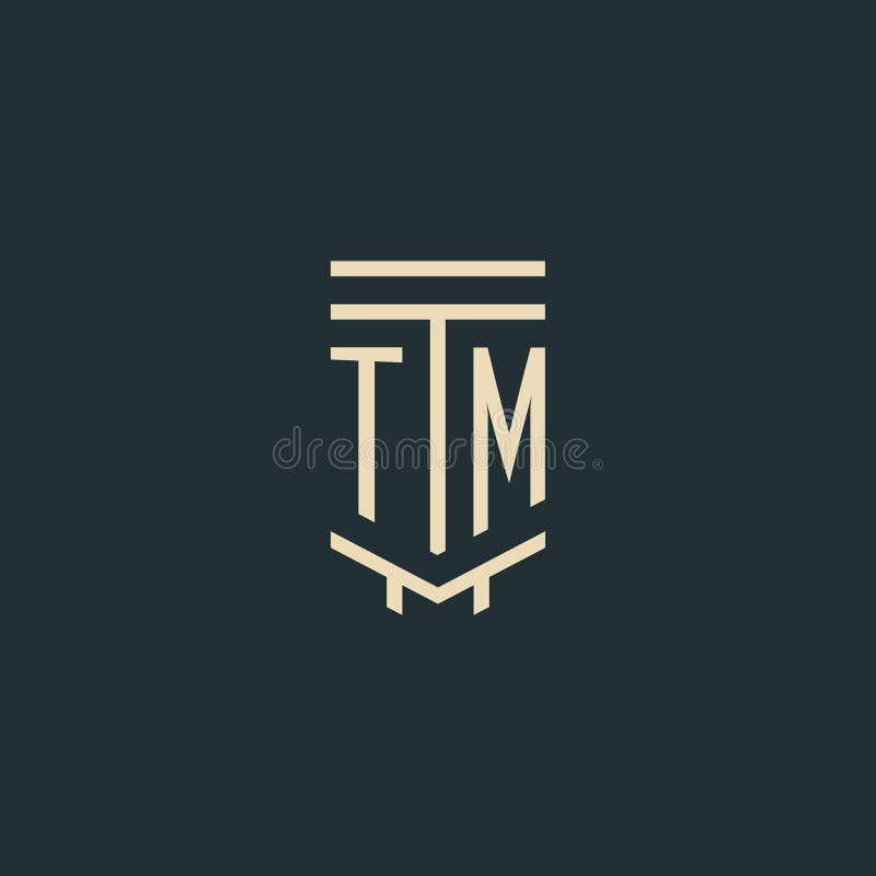 TM Initial Monogram with Simple Line Art Pillar Logo Designs Stock ...