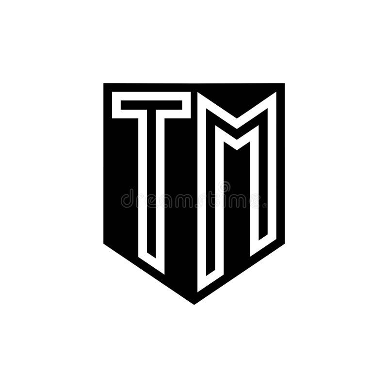 TM Logo Monogram Shield Geometric White Line Inside Black Shield Color ...