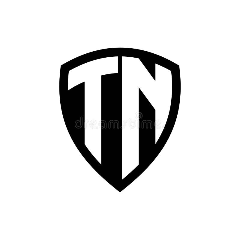 TN Monogram Logo with Bold Letters Shield Shape with Black and White ...