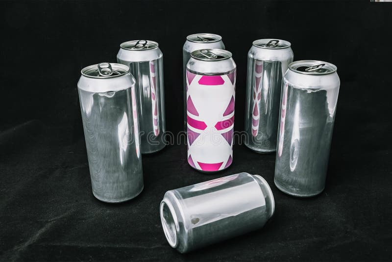 Empty Aluminum Cans As a Human Society. instead Faces Smilies Drawn on ...