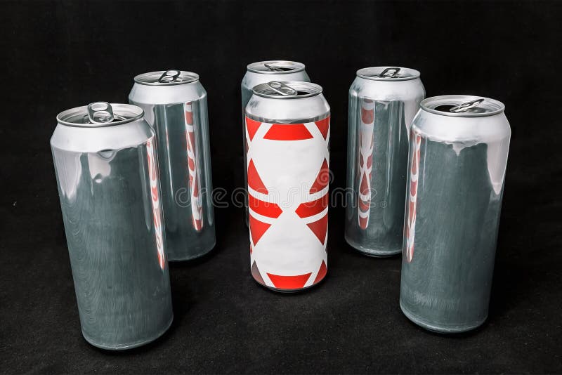 Empty Aluminum Cans As a Human Society. instead Faces Smilies Drawn on ...