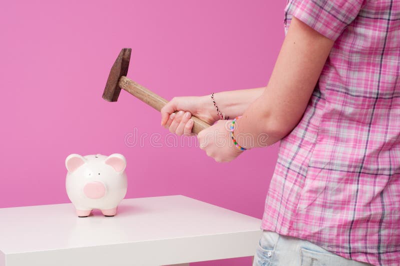 To break piggy bank stock photo. Image of greedy, consumer - 14445670
