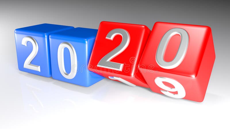 2019 To 2020 Changing Cubes - 3D Rendering Stock Illustration ...