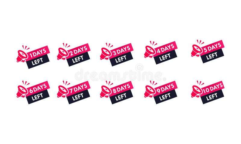 10 To 1 Days Left Design Logo Stock Vector - Illustration of design ...
