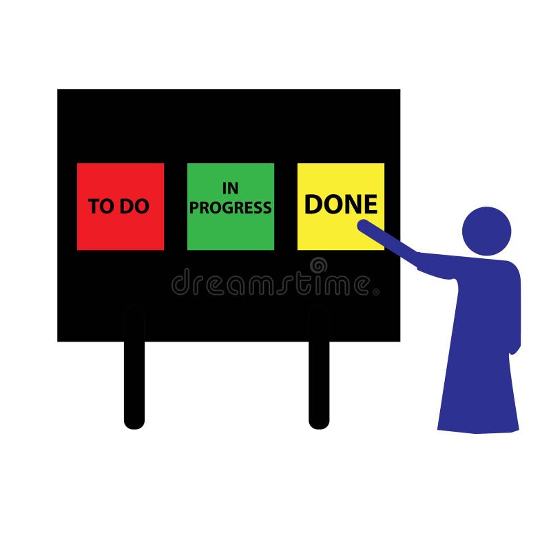 Silhouette of a Woman Pointing To a Board with Three Colorful Squares ...