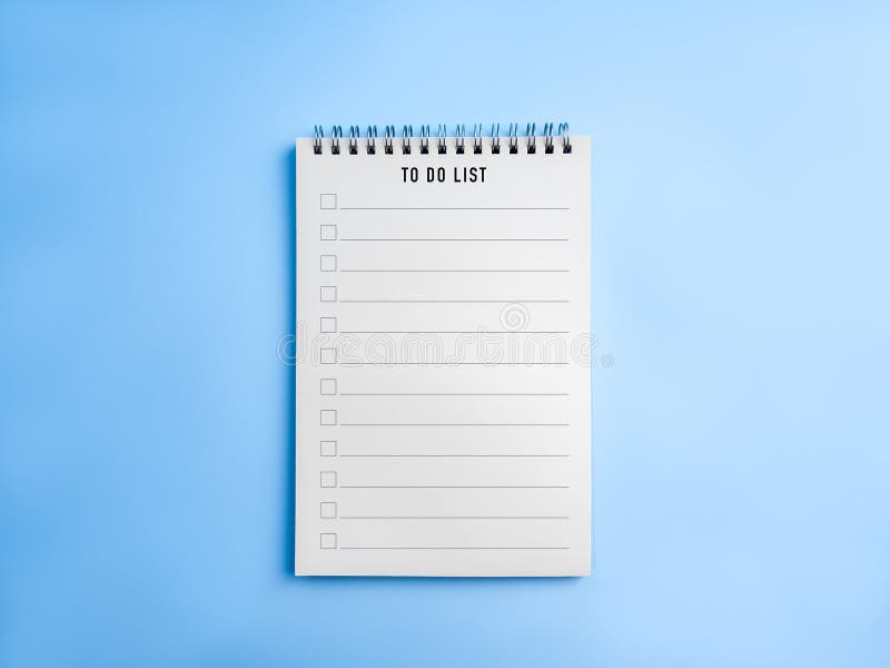 To Do List and Checklist Template on Spiral Notebook with Blue Background, Symbolizing ...