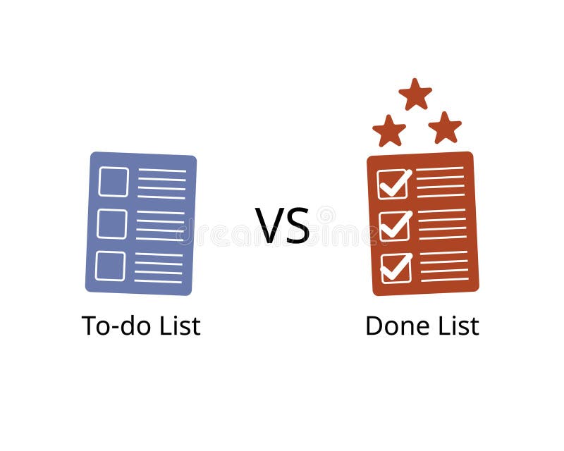 To Do List Compare with Done List for Productivity Tool Stock Vector ...