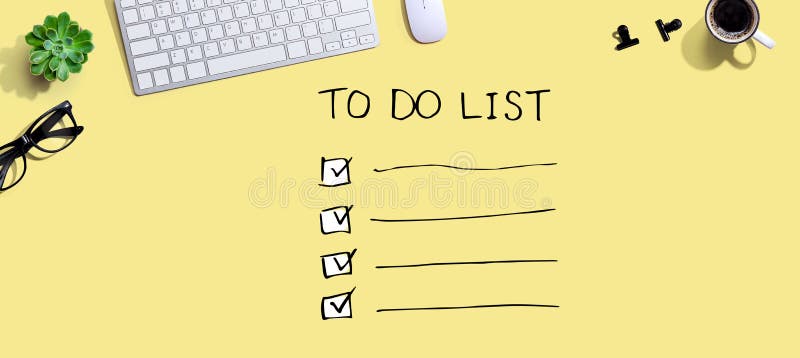 To Do List with a Computer Keyboard Stock Photo - Image of overhead ...