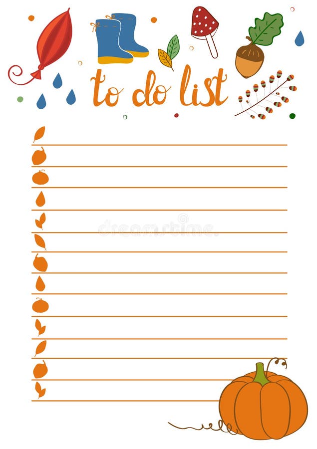 To Do List in Doodle Style. Vector Illustration. Planner in Autumn ...
