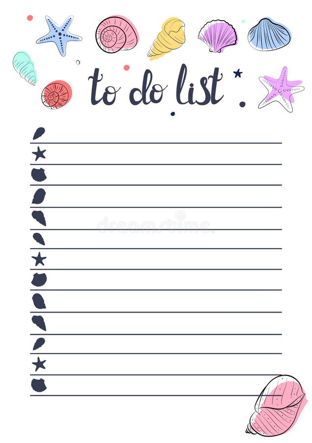 To Do List in Doodle Style. Vector Illustration. Planner in Summer ...