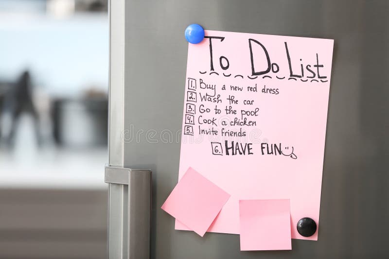 To-do List on Fridge in Kitchen Stock Image - Image of kitchen, list ...