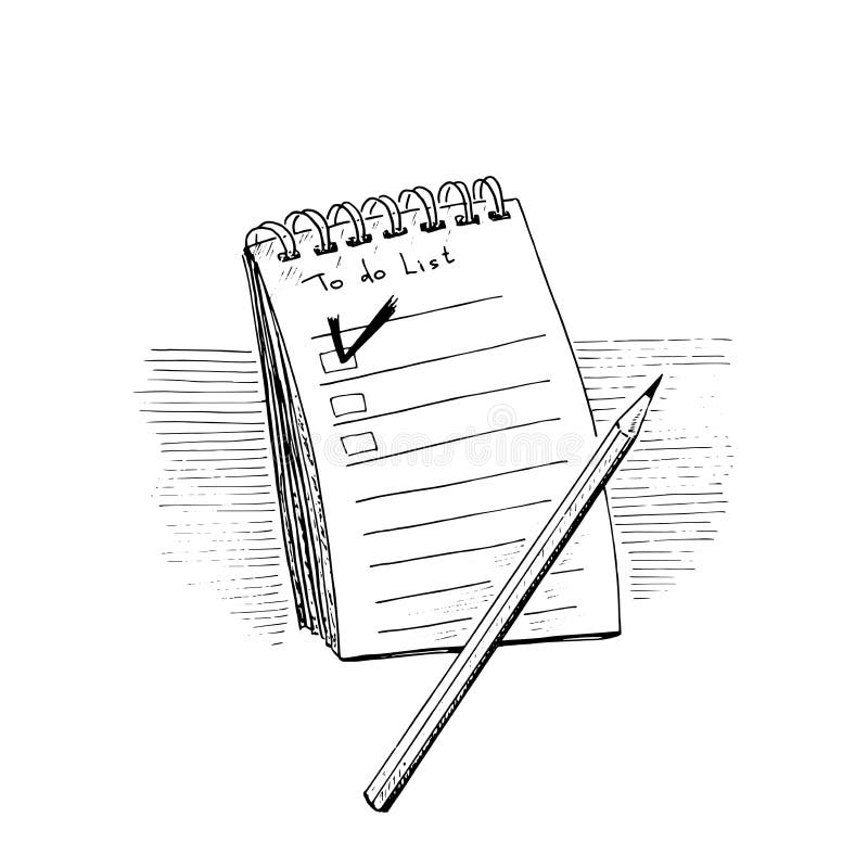 To Do List. Hand-drawn Sketch, Notebook and Pencil Stock Vector ...