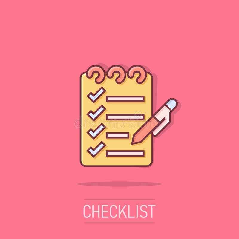 To Do List Icon in Comic Style. Document Checklist Cartoon Vector ...