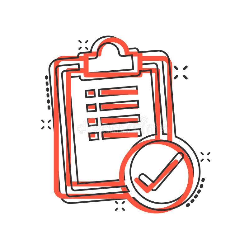 To Do List Icon in Comic Style. Document Checklist Cartoon Vector ...