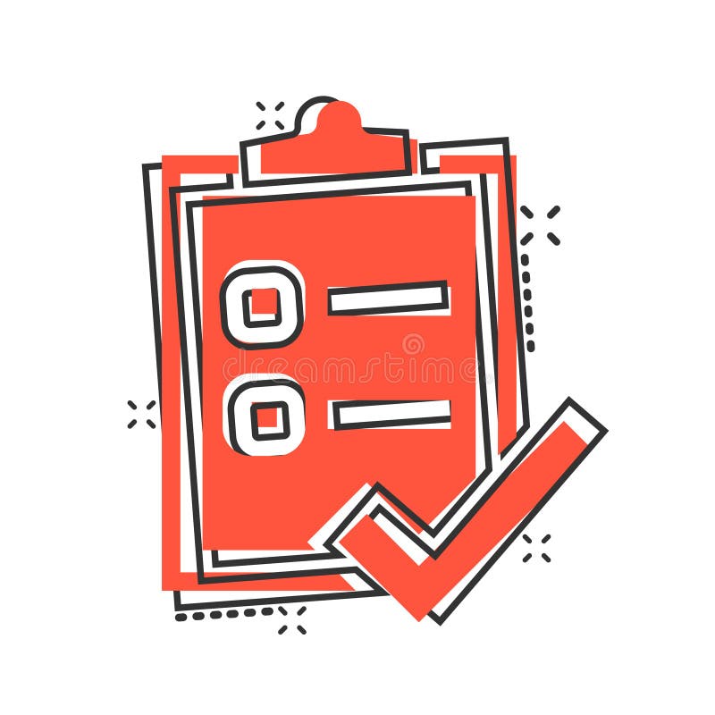 To Do List Icon in Comic Style. Document Checklist Cartoon Vector ...
