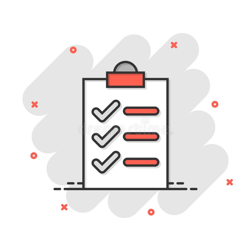 To Do List Icon in Comic Style. Document Checklist Cartoon Vector ...