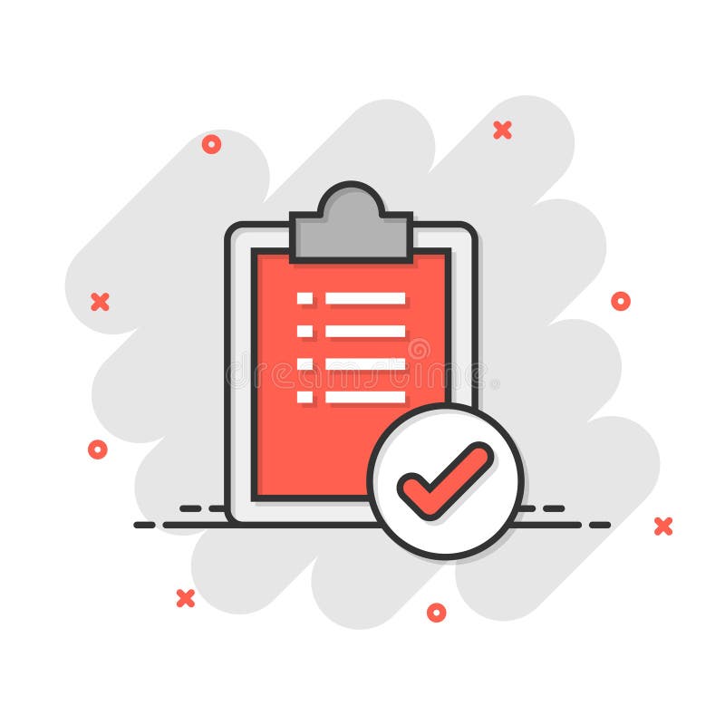 To Do List Icon in Comic Style. Document Checklist Cartoon Vector ...