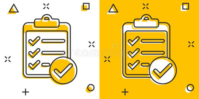 To Do List Icon in Comic Style. Document Checklist Cartoon Vector ...