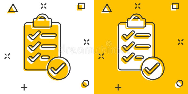 To Do List Icon in Comic Style. Document Checklist Cartoon Vector ...