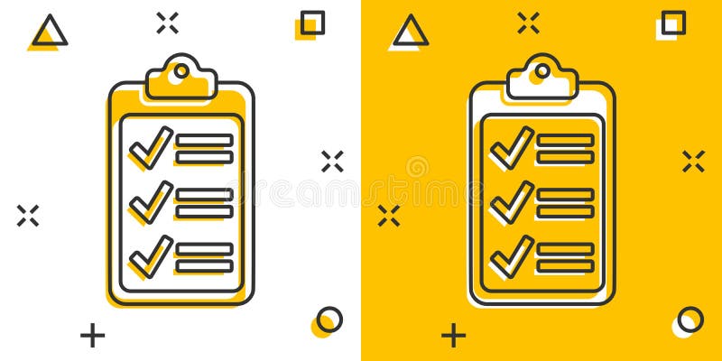 To Do List Icon in Comic Style. Document Checklist Cartoon Vector ...