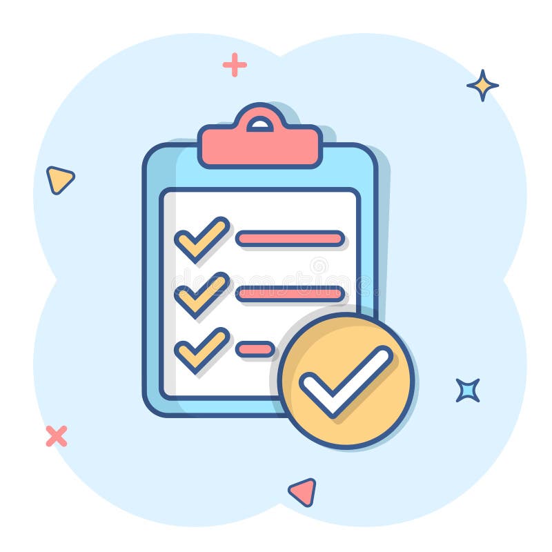 To Do List Icon in Comic Style. Document Checklist Cartoon Vector ...