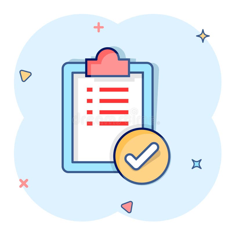 To Do List Icon in Comic Style. Document Checklist Cartoon Vector ...